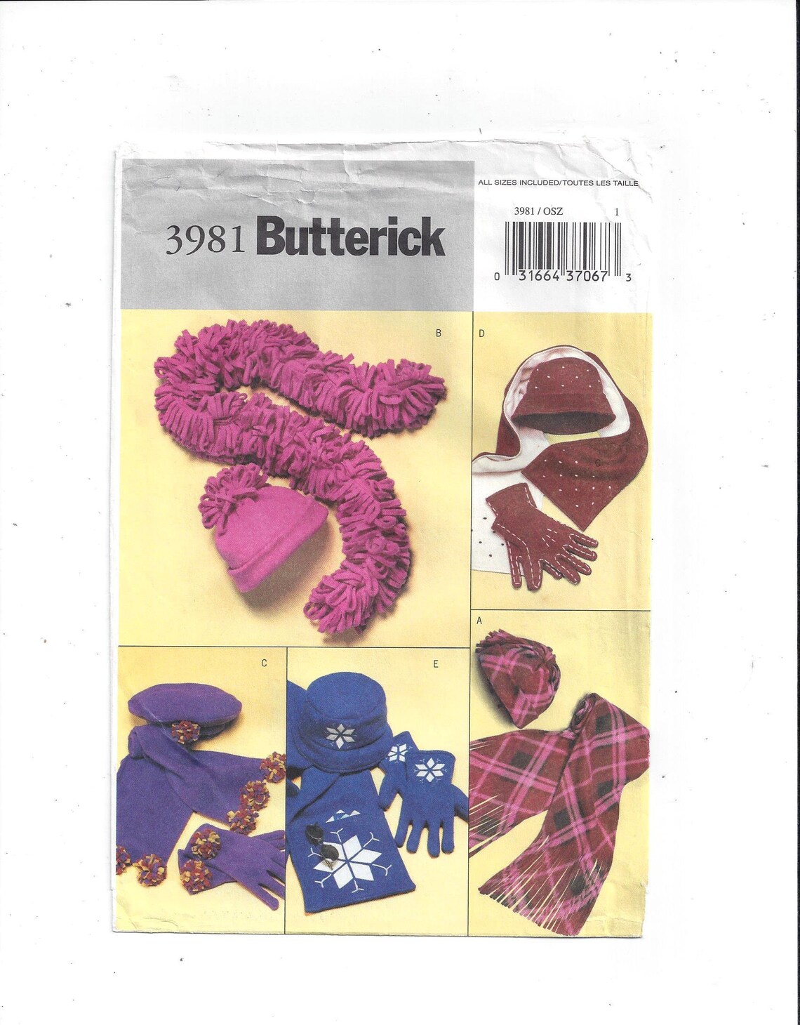 Butterick 3981 Pattern for Misses' Hats Scarves Gloves - Etsy
