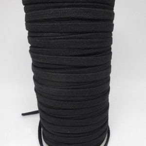 3 Yard Cut of BLACK Cotton Braided Flat Drawstring Cord, 3/8 Inch Wide ...