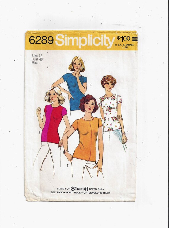Simplicity 6289 Pattern for Misses' Pullover Tops With Zig | Etsy