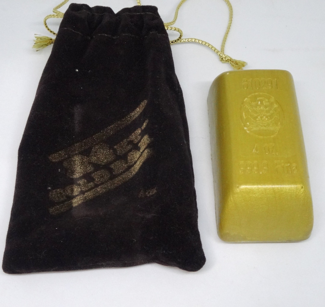 Vintage 24KT Gold Bar Novelty Soap With Velvet Bag, 4 Oz. .999.9 Fine ...