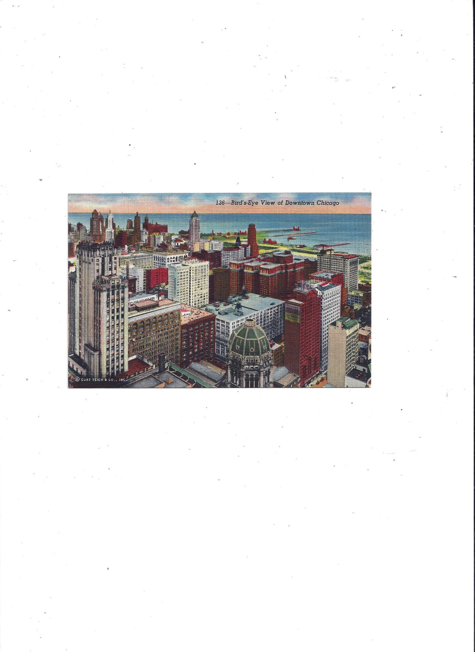 1940s Linen Postcard of Downtown Chicago, Illinois, Unposted, Bird's ...