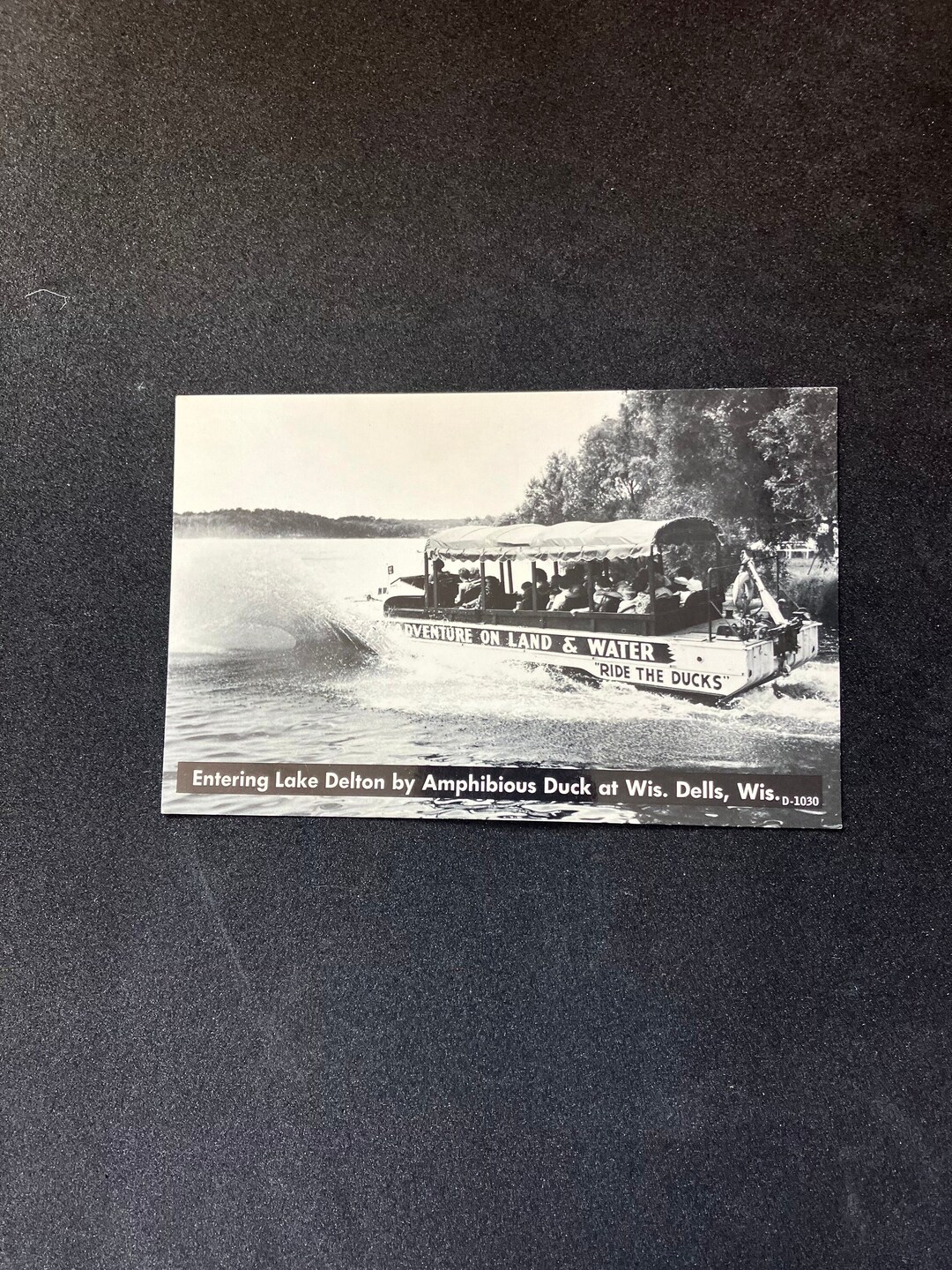 1963 Postcard of Amphibious Duck Boat Entering Lake Delton in Dells ...