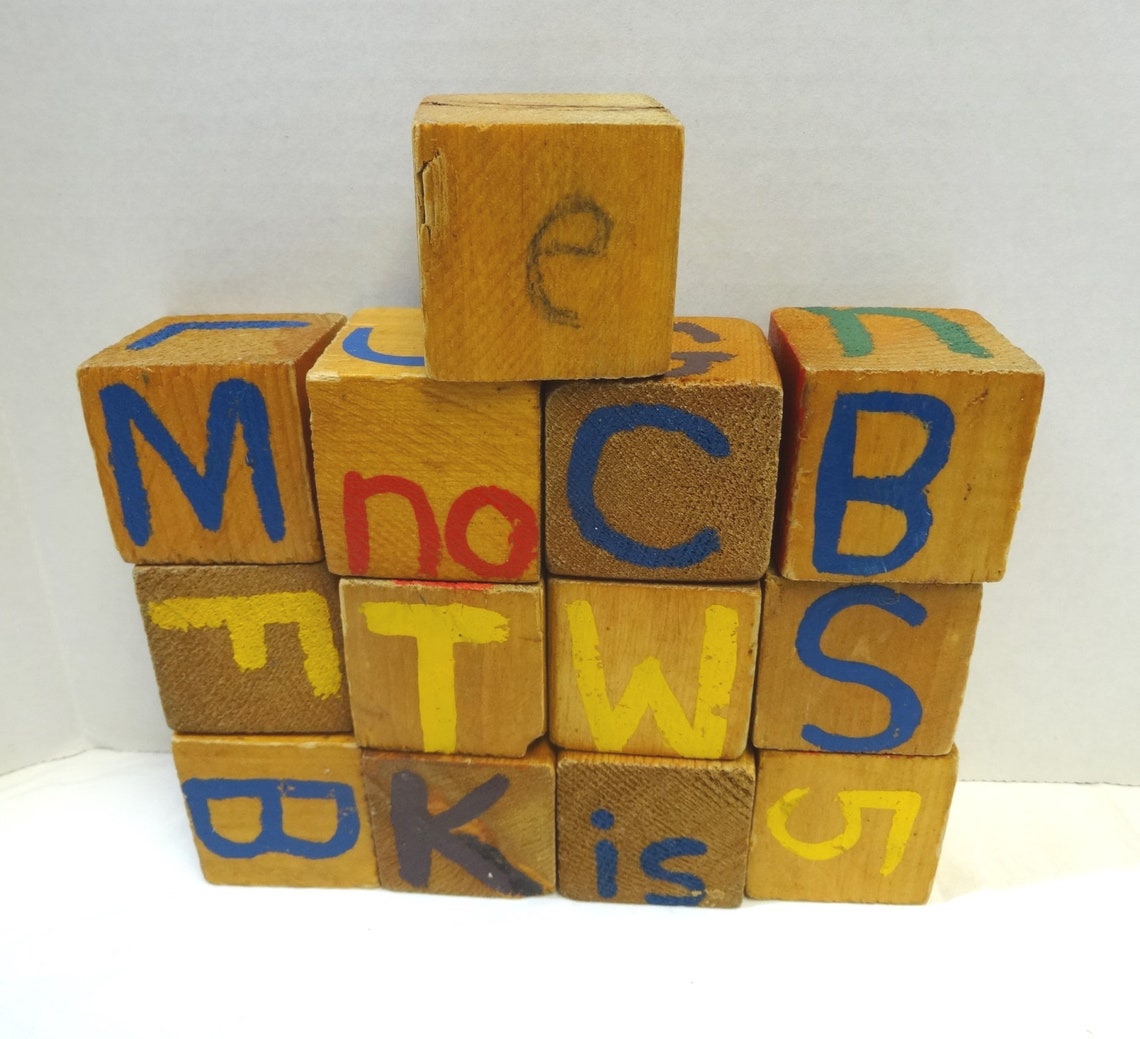 Set of 22, 1960s ABC Wood Building Blocks With Painted Alphabet ...