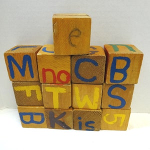 Set of 22, 1960s ABC Wood Building Blocks With Painted Alphabet ...