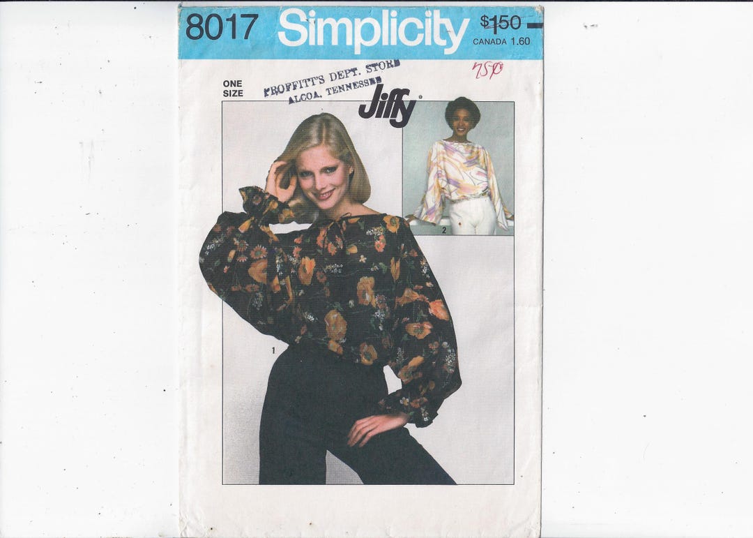 Simplicity 8017 Pattern for Misses' Jiffy Pullover Top, 1 Size 8 to 16 ...
