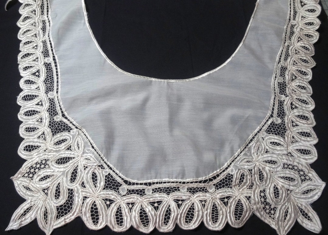 1980s Ivory Batiste Collar With Battenberg Type Lace Trim, Very Long in ...