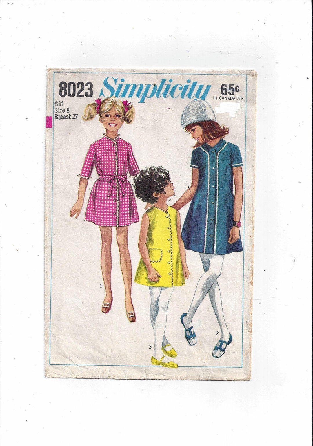 Simplicity 8023 Pattern for Girls' Dress, Size 8, From 1968, Cardigan ...