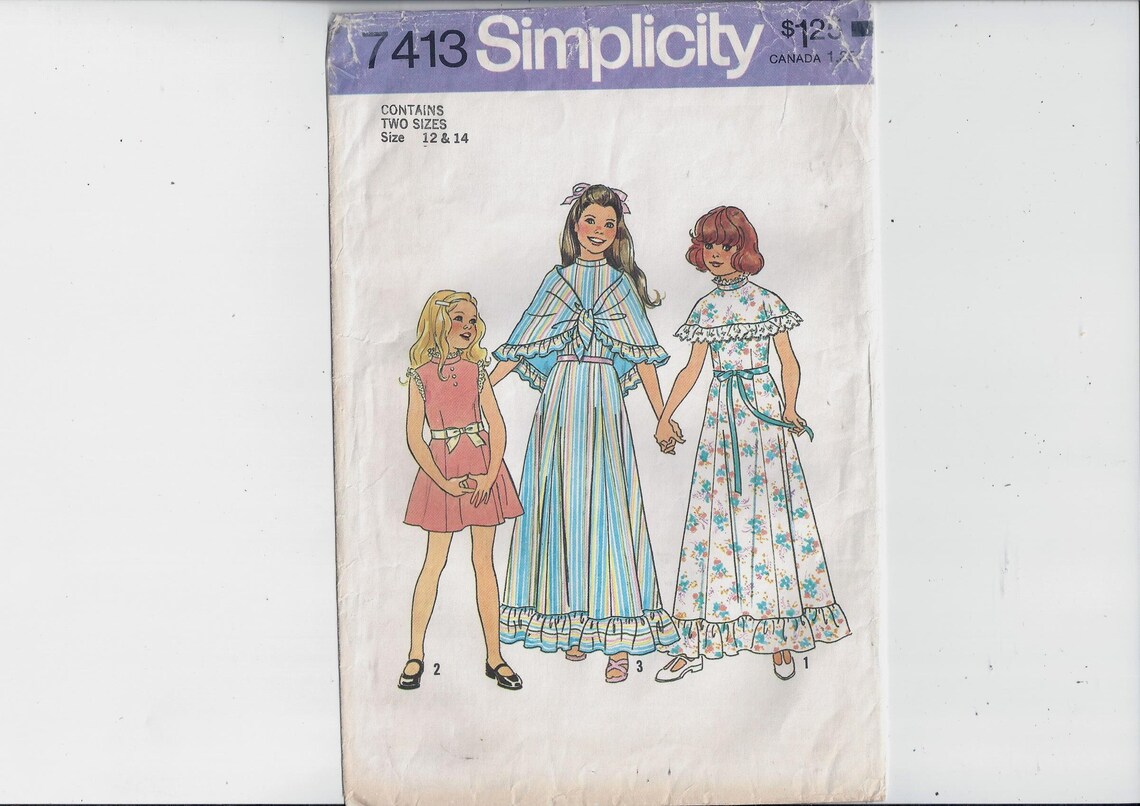 Simplicity 7413 Pattern for Girls' Dress in 2 Lengths and Shawl, Size ...