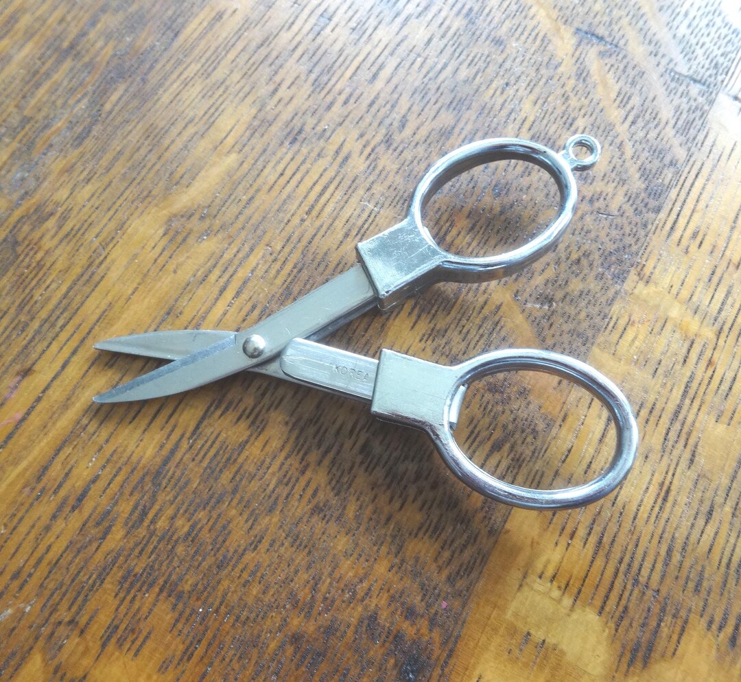 Vintage Folding Embroidery & Sewing Scissors, Made in Korea, 3 3/16 ...