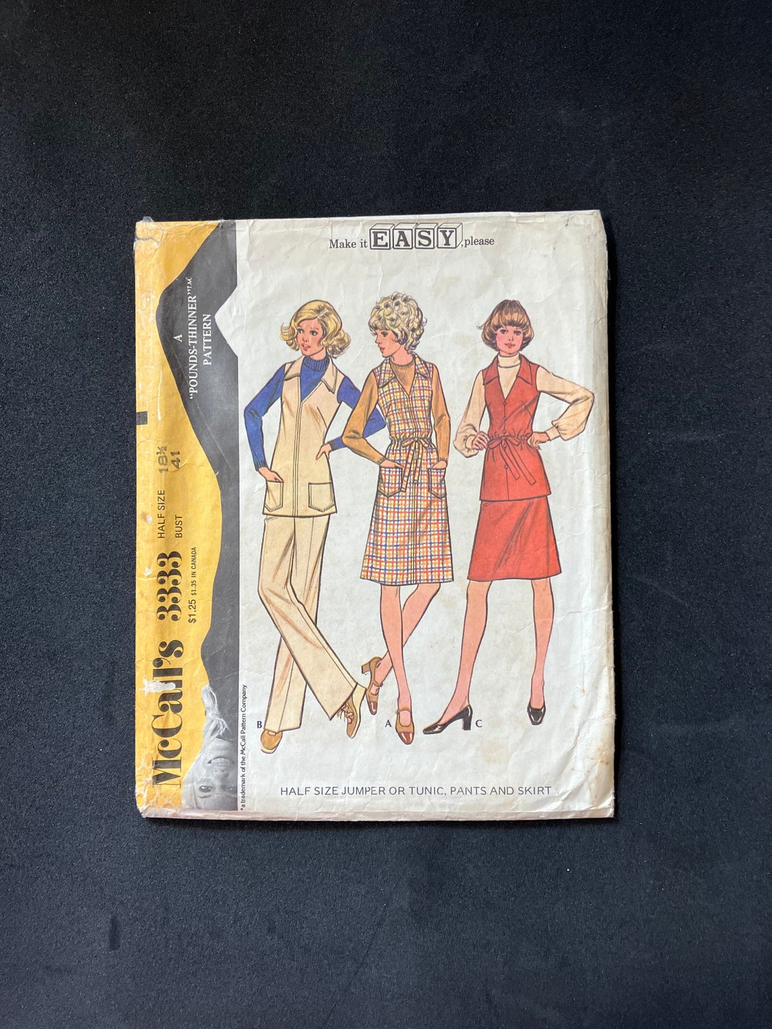 Mccall's 3333 Pattern for Half Size Jumper, Tunic, Pants, Skirt, Size ...