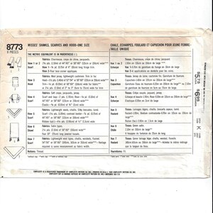 Simplicity 8773 Pattern for Misses' Shawls, Scarves, Hood, 1 Size, 1988 ...