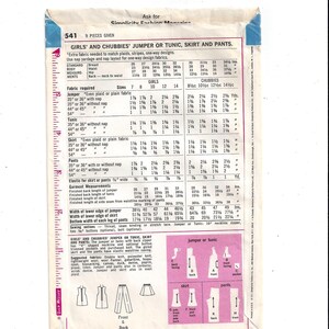 Simplicity 9541 Pattern for Girls' Jumper, Tunic, Skirt, Pants, Size 7 ...