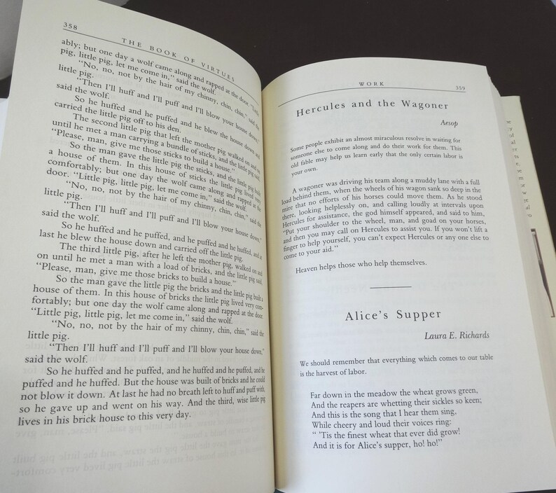 The Book of Virtues, Moral Stories, Edited by William J. Bennett, From ...