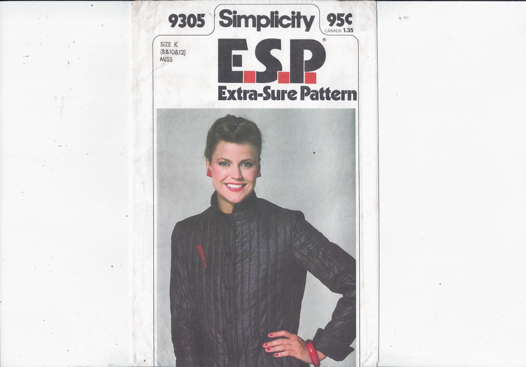 Simplicity 9305 Extra Sure Pattern for Misses' Unlined Quilted Jacket ...
