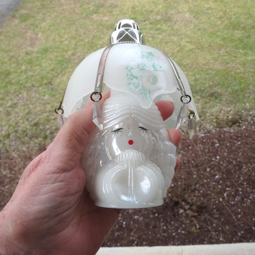Milk Glass Decorative Scent Girl Lamp With Prisms. 6 Inches Tall ...