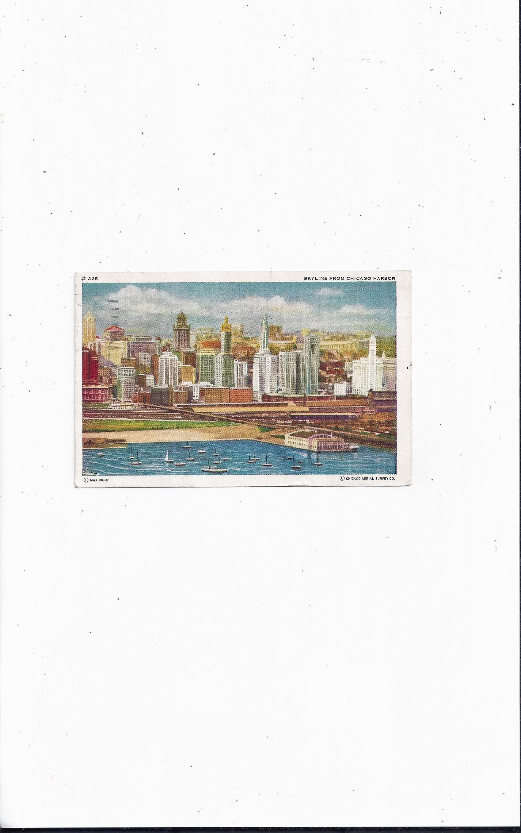 Postcard of Chicago Skyline From Harbor Illinois Posted With - Etsy