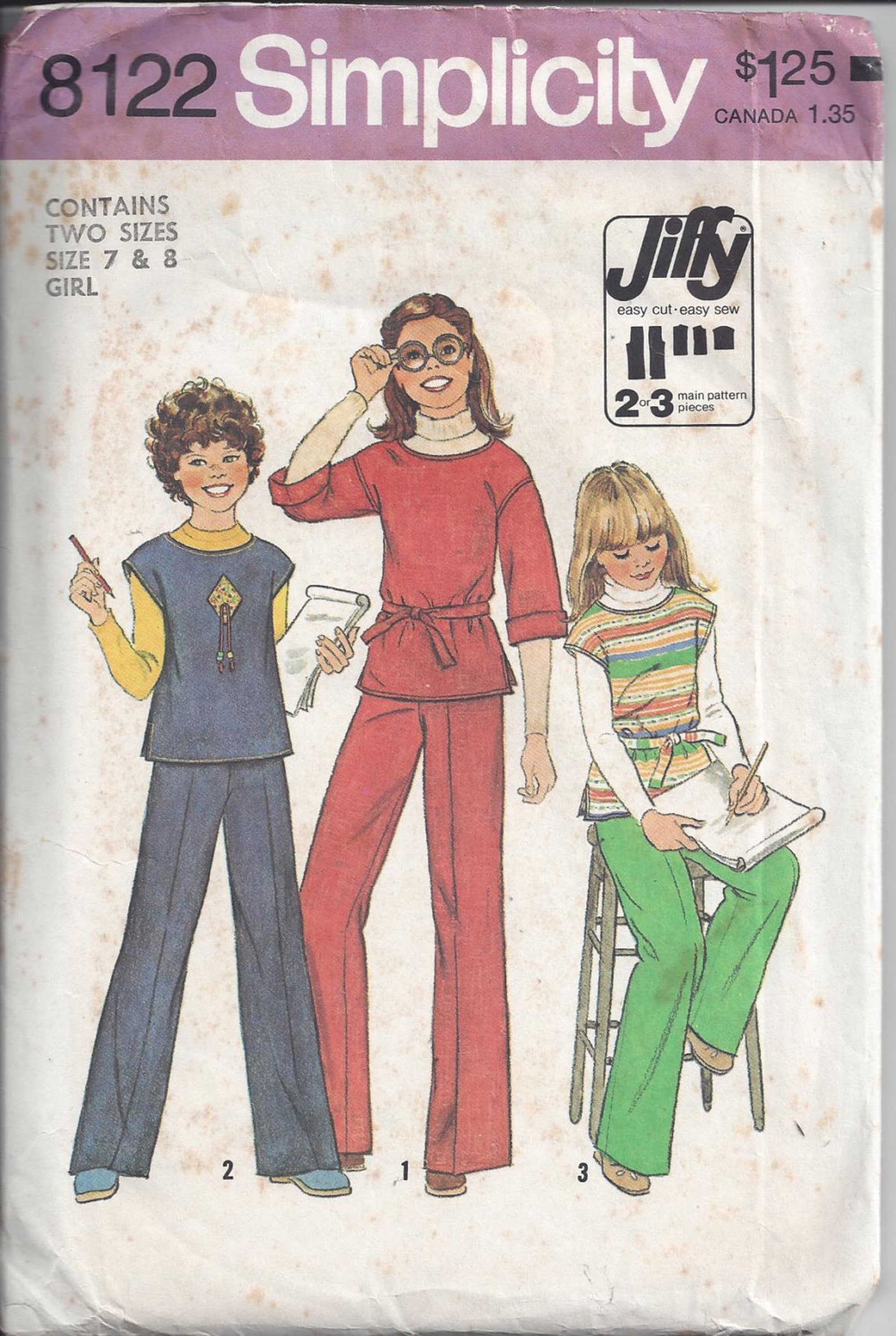 Simplicity 8122 Pattern for Girls' Pullover Top and Pants, Jiffy ...