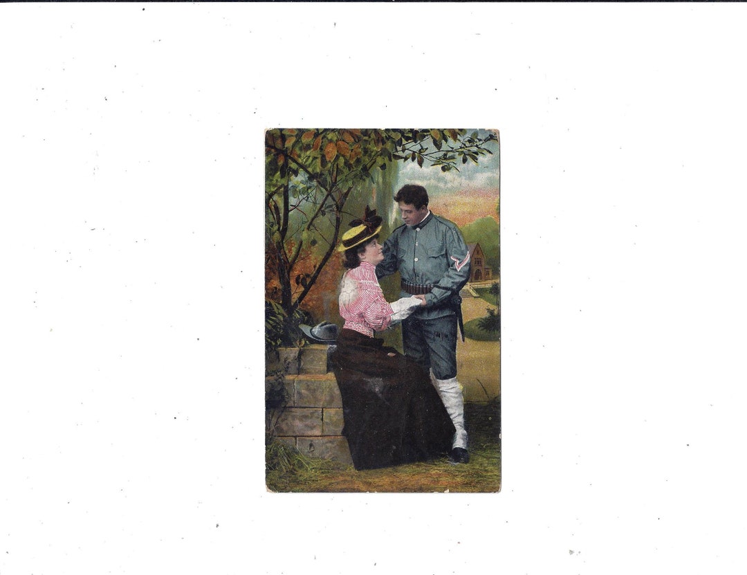 1908 Colorized Man & Woman Courting Postcard, Posted With 1 Cent Stamp ...