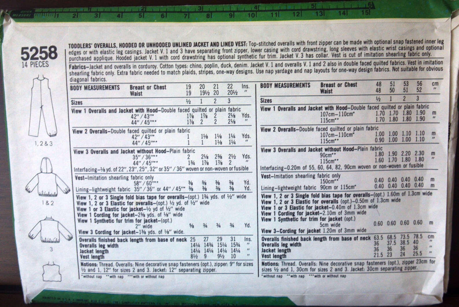 Simplicity 5258 Pattern for Toddlers' Overalls Hooded - Etsy