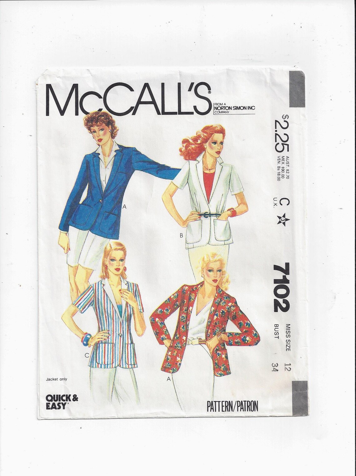 Mccall's 7102 Pattern for Misses' Blazer Jacket in 3 - Etsy
