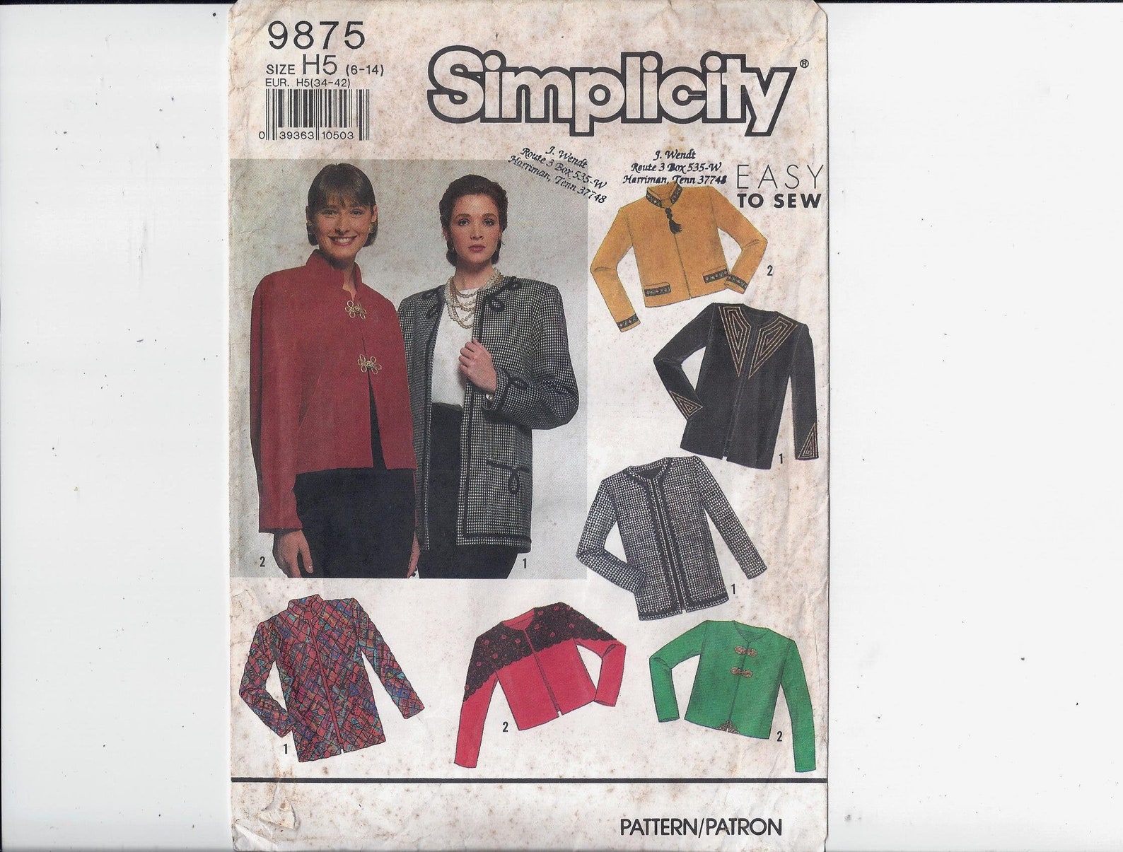 Simplicity 9875 Pattern for Misses' Lined Jacket in 2 - Etsy