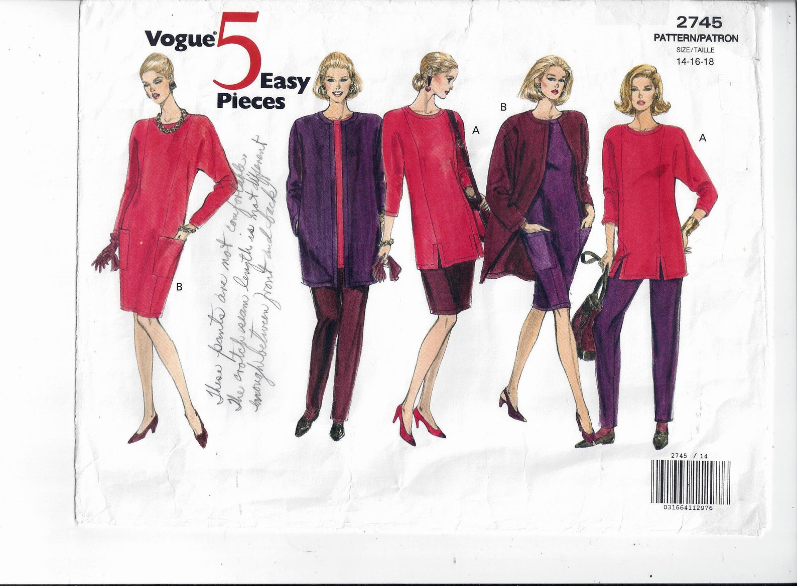 Vogue 2745 Pattern for Misses' Jacket, Dress, Top, Skirt, Pants, Size ...