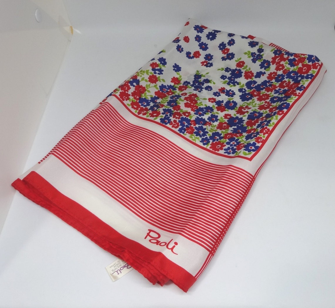 1970s Paoli Scarf With Red Outer Stripes Inside Red Blue - Etsy