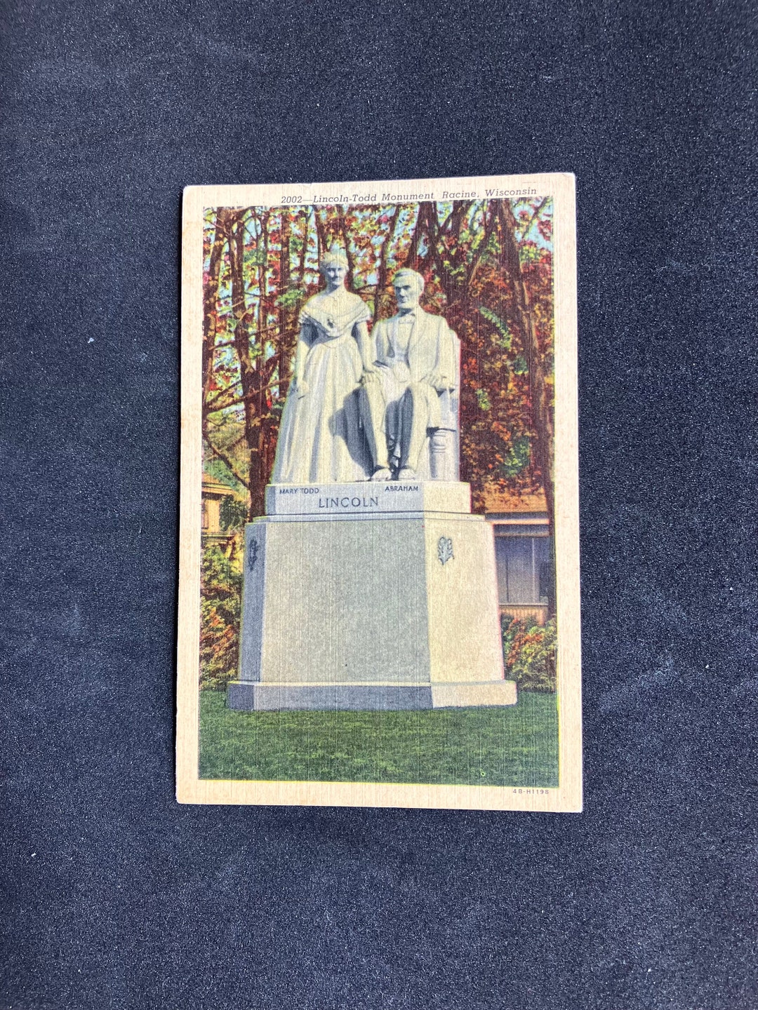 1940s Postcard of Mary Todd and Abraham Lincoln Statue, Racine ...