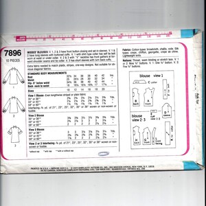 Simplicity 7896 Pattern for Misses' Tie Blouse in 3 Versions, Size 10 ...