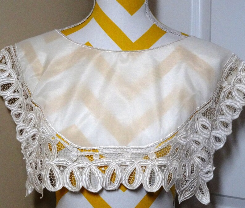 1980s Ivory Batiste Collar With Battenberg Type Lace Trim, Very Long in ...