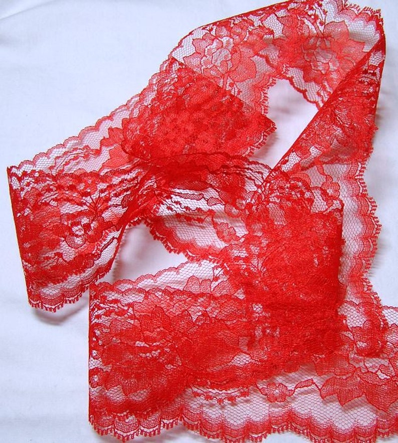 Red Flat Raschel Lace 3 Inches Wide BY the YARD Polyester - Etsy
