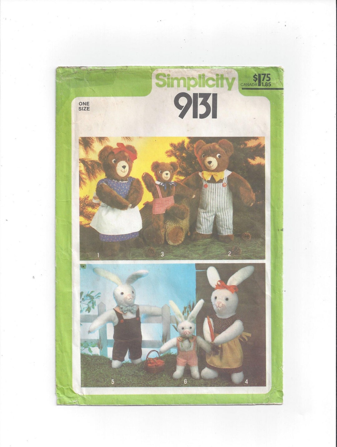 Simplicity 9131 Pattern for Set of Stuffed Animals, Clothes, 2 Size ...