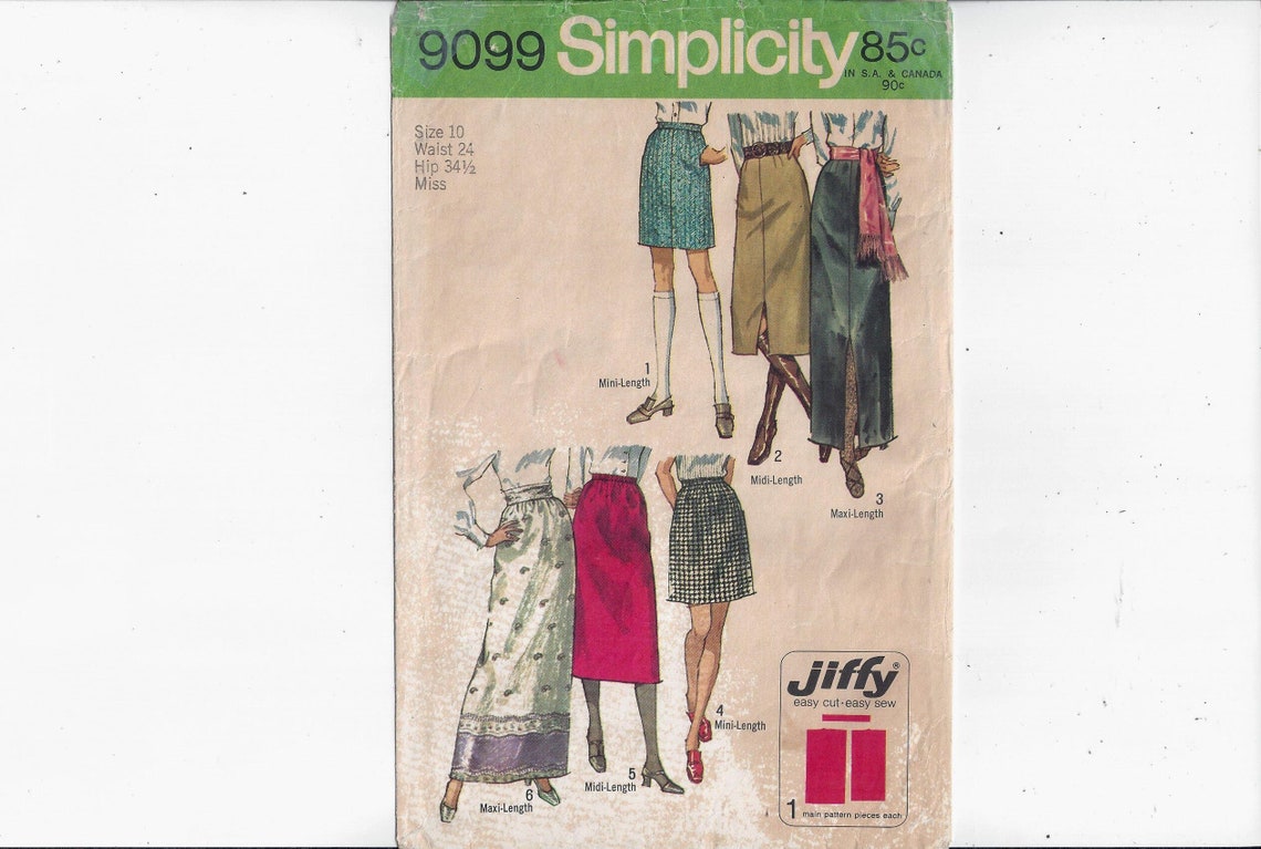Simplicity 9099 Pattern for Misses' Set of JIFFY Skirts in - Etsy