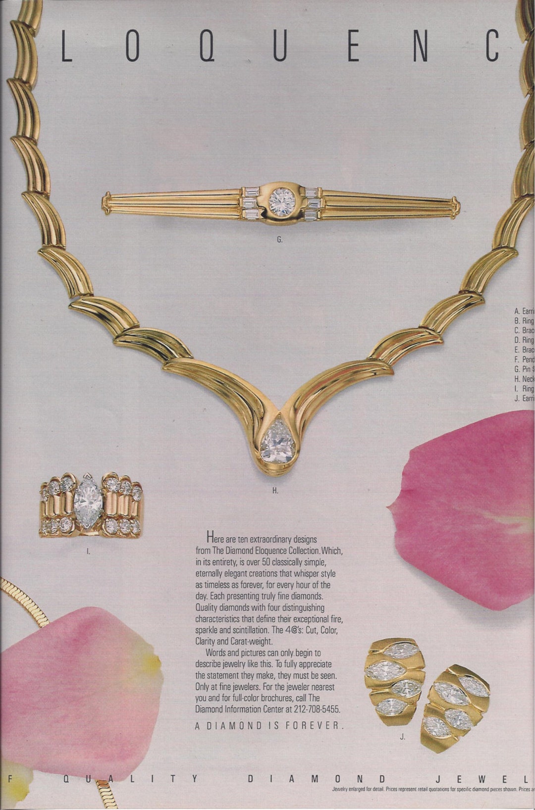 1986 Color Magazine Ad for the Diamond Eloquence Collection Jewelry ...