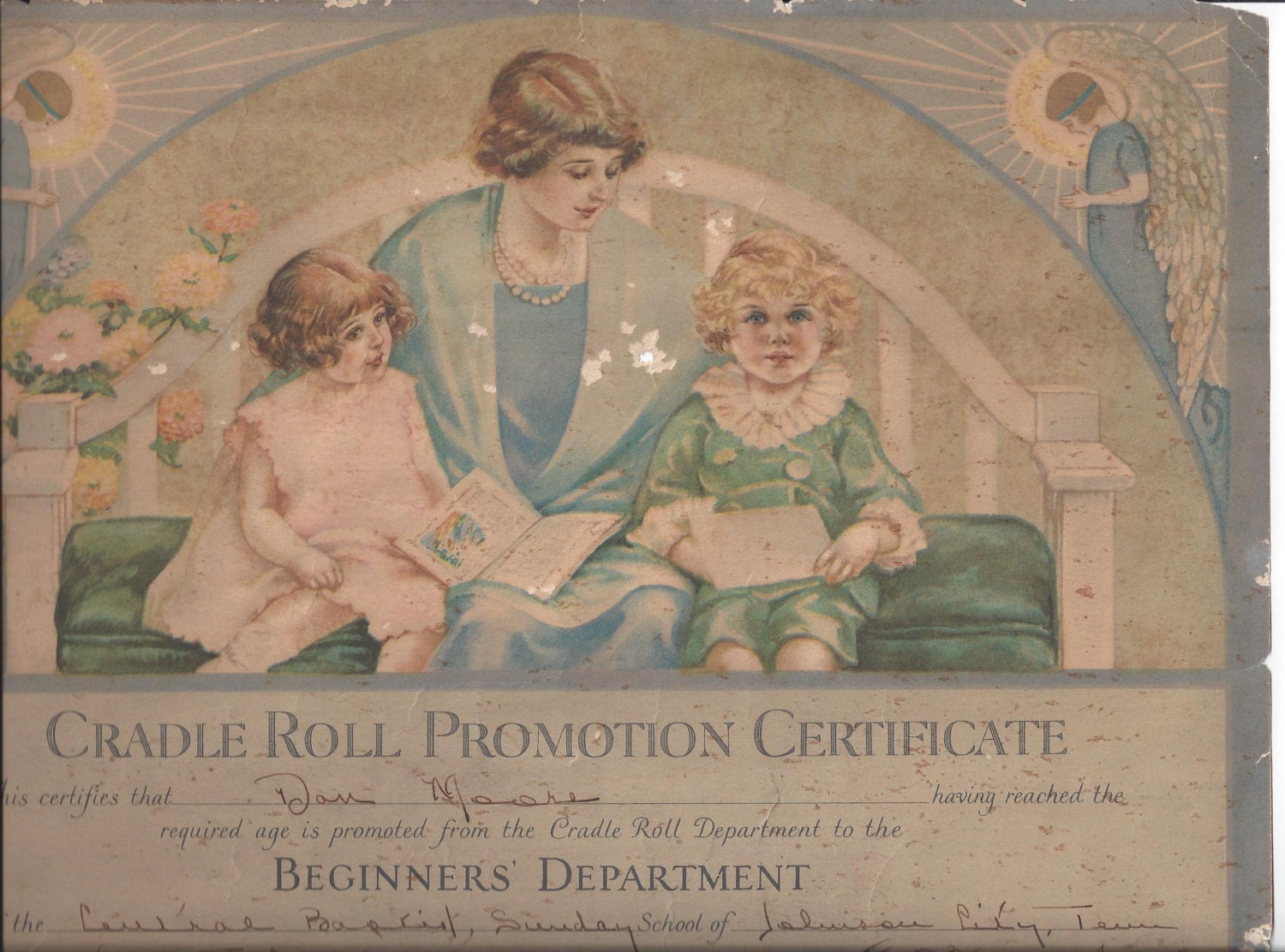 1931 Vintage Cradle Roll Promotion Certificate at Central Baptist ...