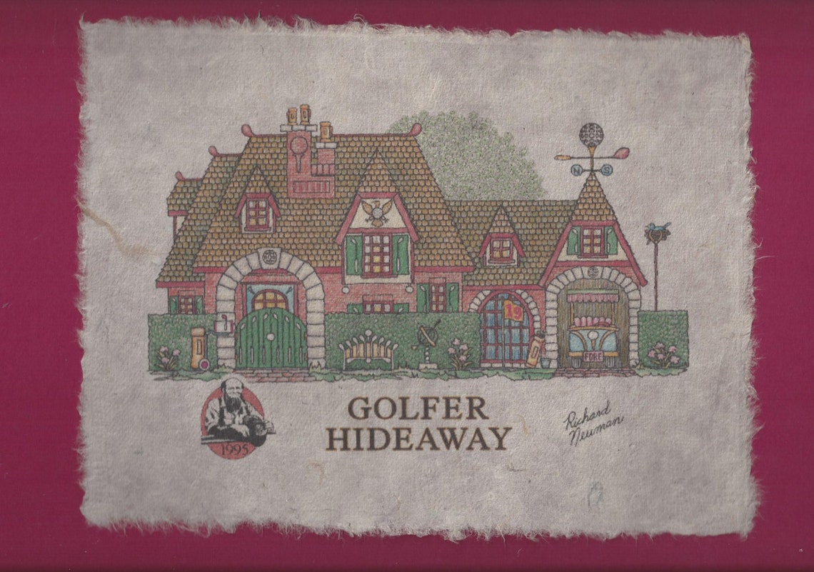 1995 Richard Neuman Golfer Hideaway Print on Handmade Mulberry | Etsy