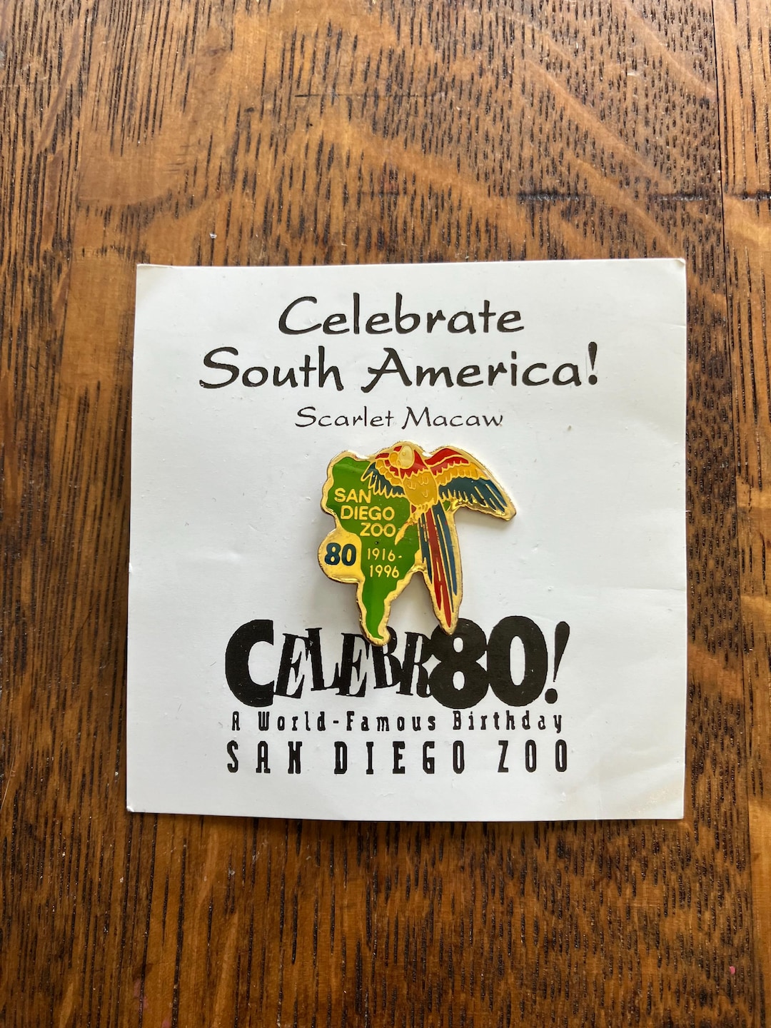 San Digeo Zoo 80th Anniversary Pin, Scarlet Macaw, From 1986, Celebrate ...