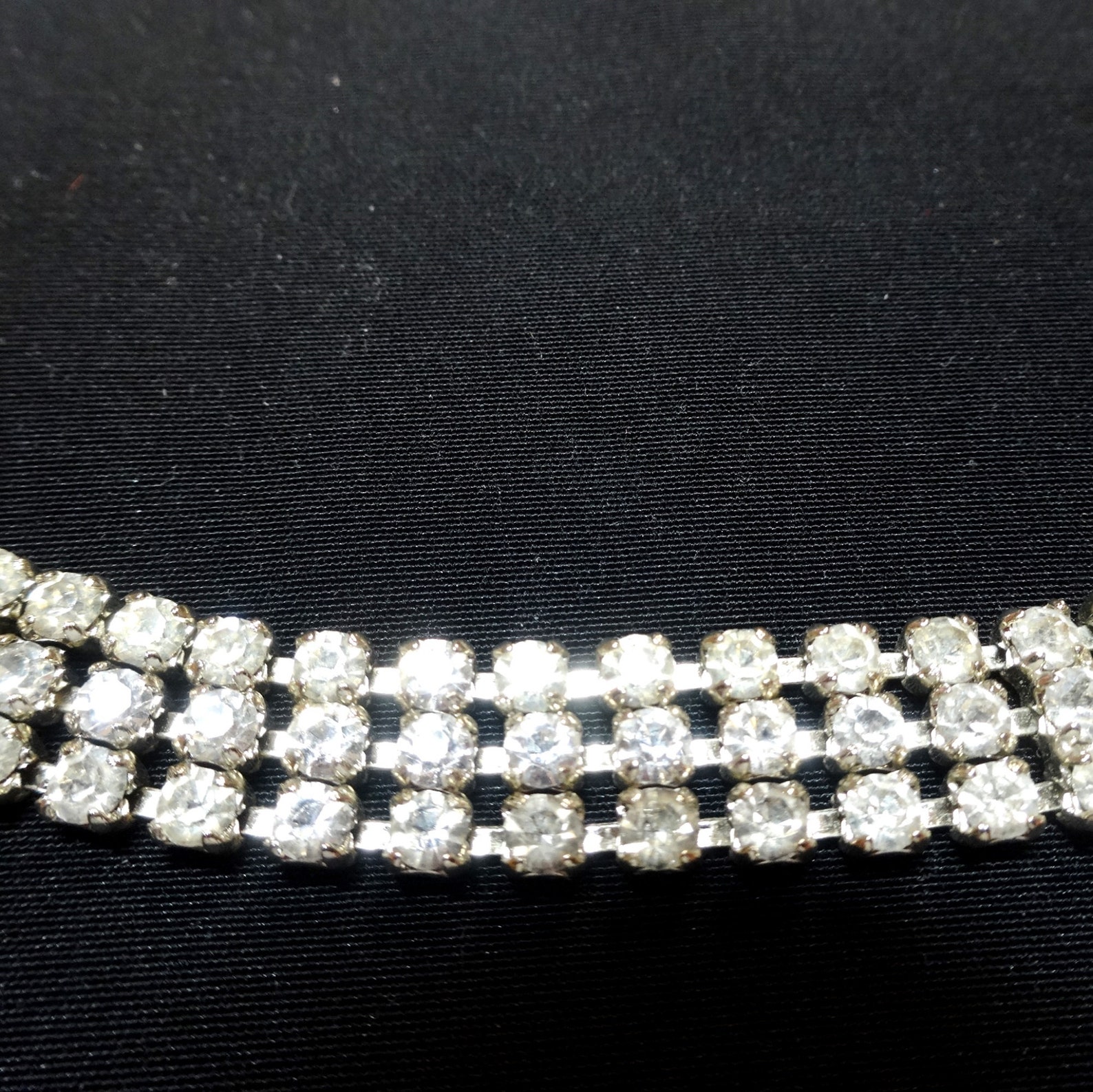 3 Row Rhinestone Choker With Extension for Fastener From - Etsy
