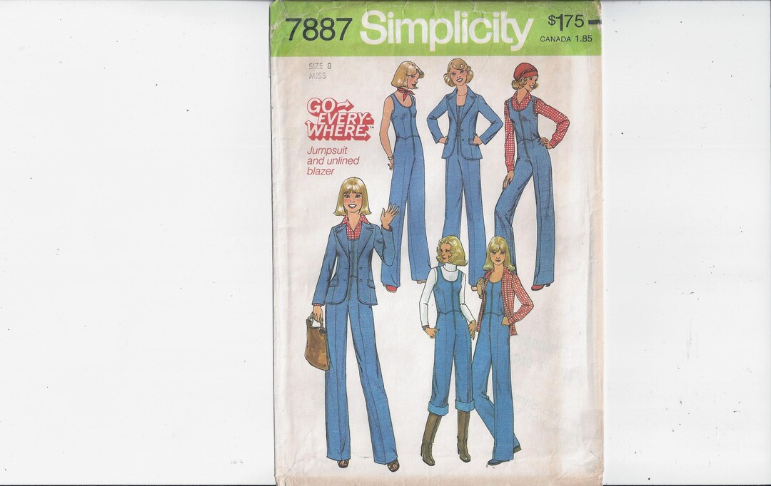 Simplicity 7887 Pattern for Misses' Jumpsuit, Unlined Jacket, Size 8 ...