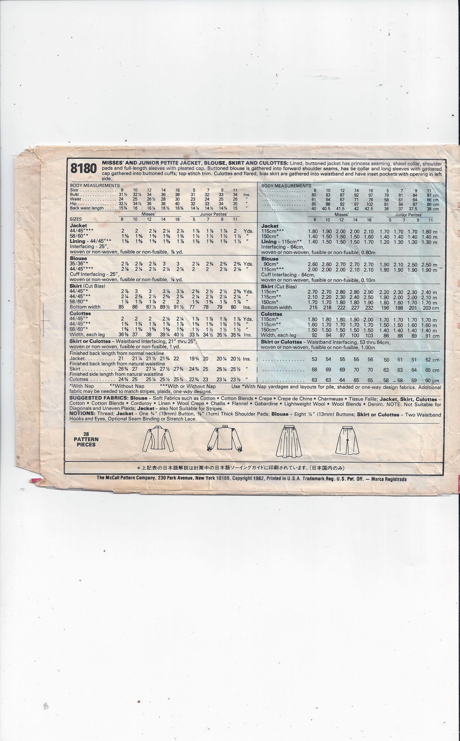 Mccall's 8180 Pattern for Misses' Jacket Blouse | Etsy