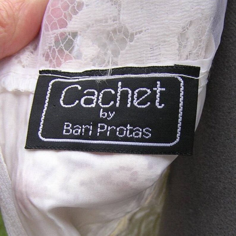 Cachet Glamorous Dress in Black & White Lace by Bari Protas, From 1980s ...