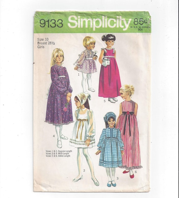 Simplicity 9133 Pattern for Girls' Dress in 3 Lengths & | Etsy