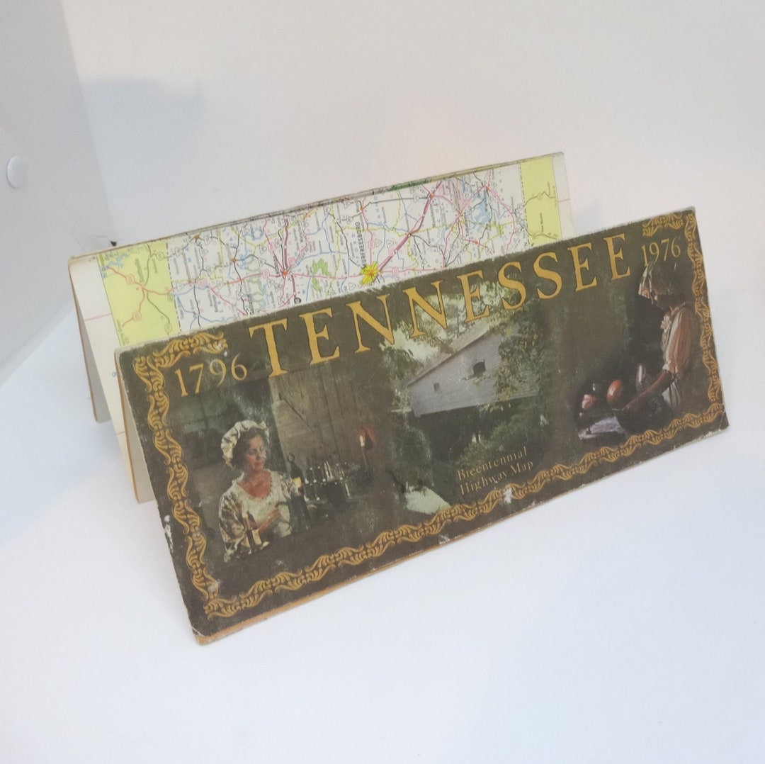 1976 Bicentennial Highway Map of Tennessee, Street Index, Historic ...