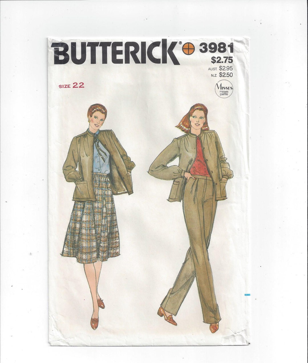 Butterick 3981 Pattern for Misses' Jacket, Skirt, Pants, FACTORY FOLDED ...