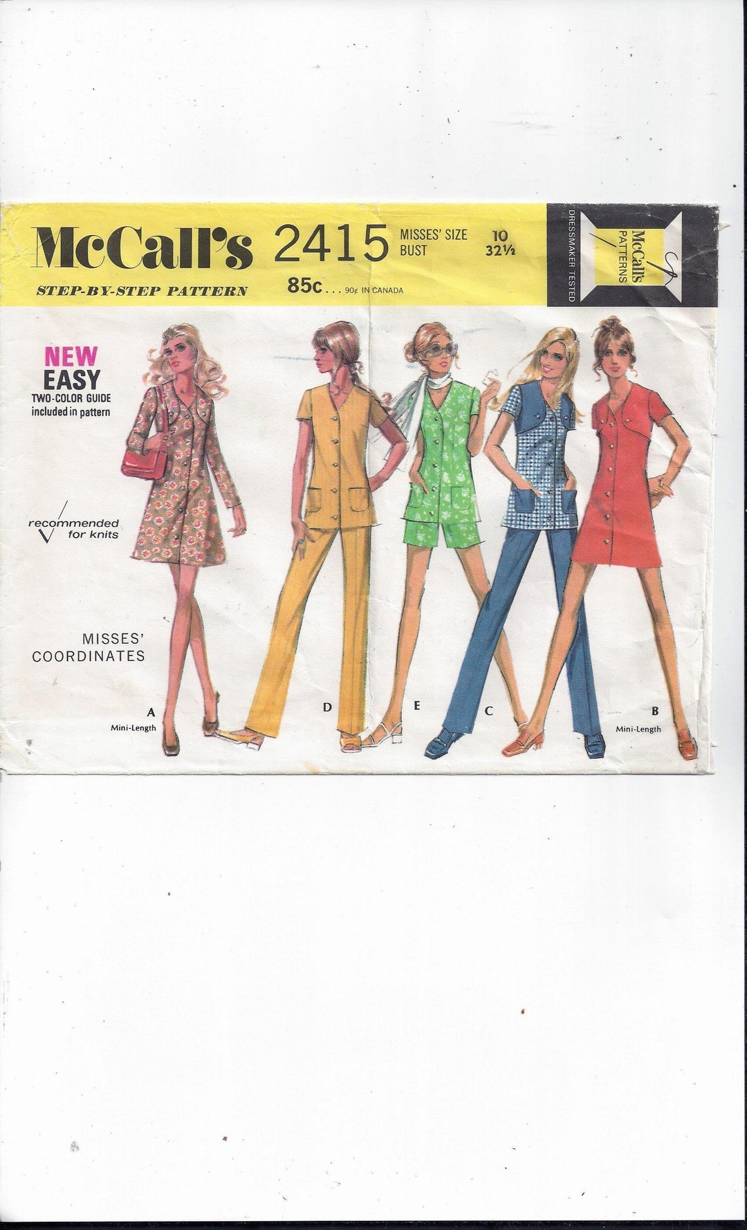 Mccall's 2415 Pattern for Misses' Coordinates, Size 10, From 1970, Home ...