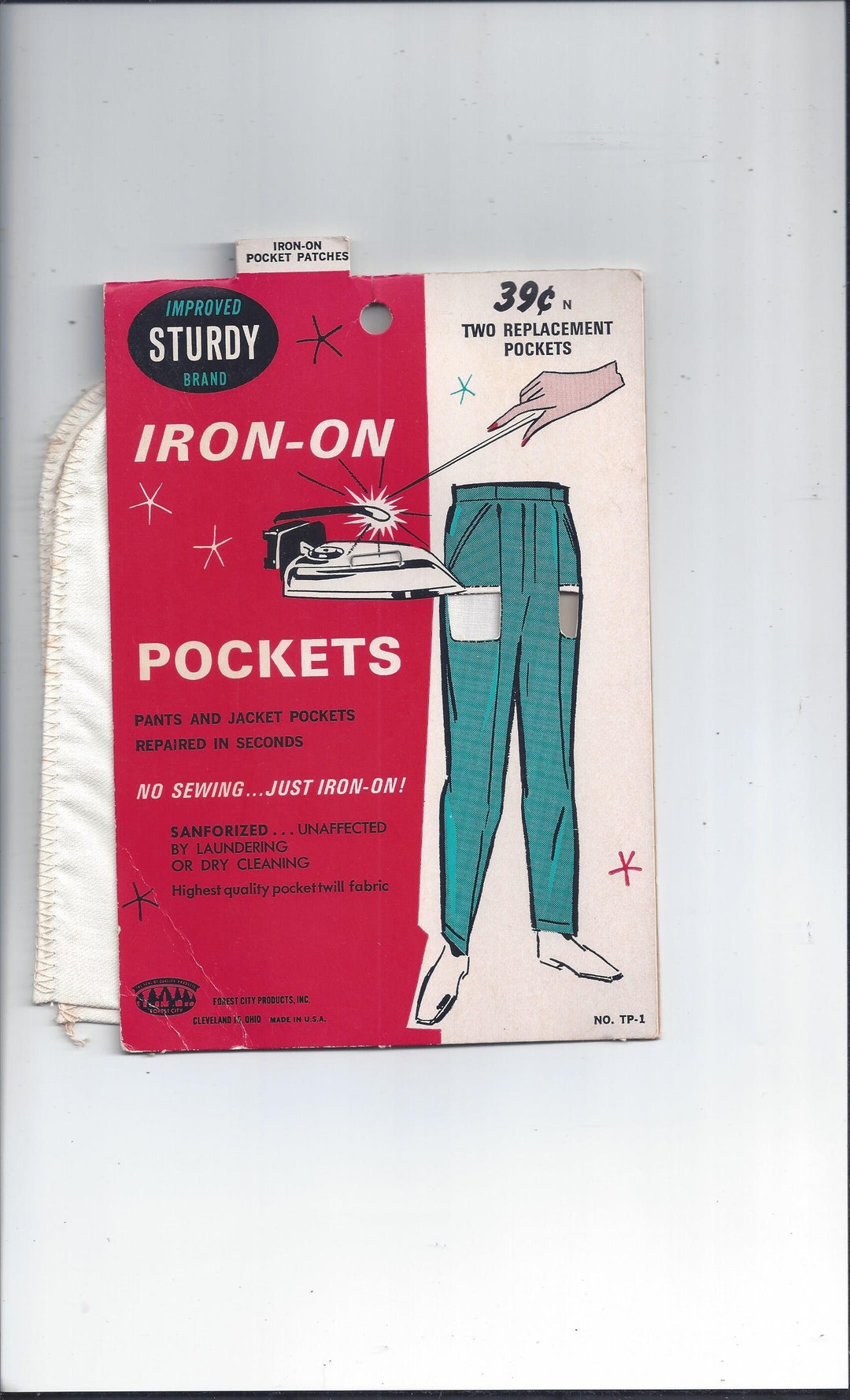 Iron on Replacement Pockets, Package of 2, From 1950s, by Sturdy Brand ...