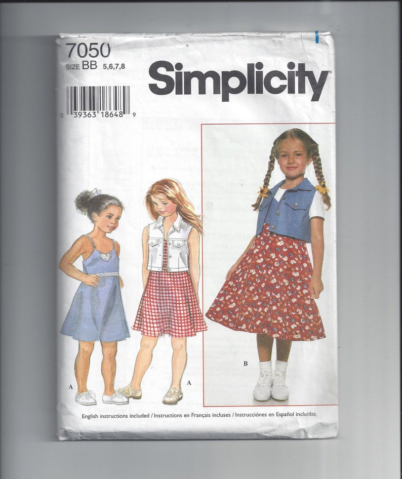 Simplicity 7050 Pattern for Girls' Dress & Vest Sizes 5 - Etsy