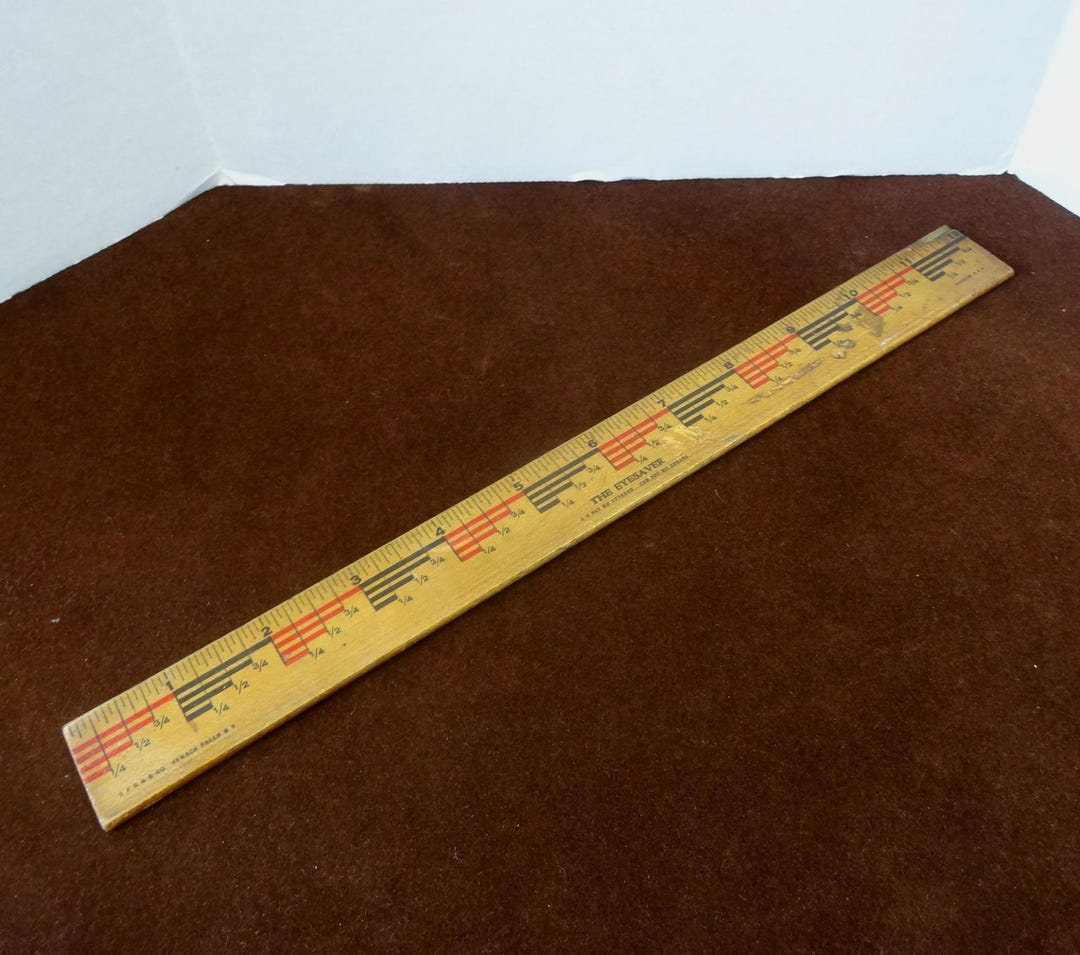 Eyesaver Wood 12 Inch Ruler, Easy to Read, Metal Straight Edge, Angles ...
