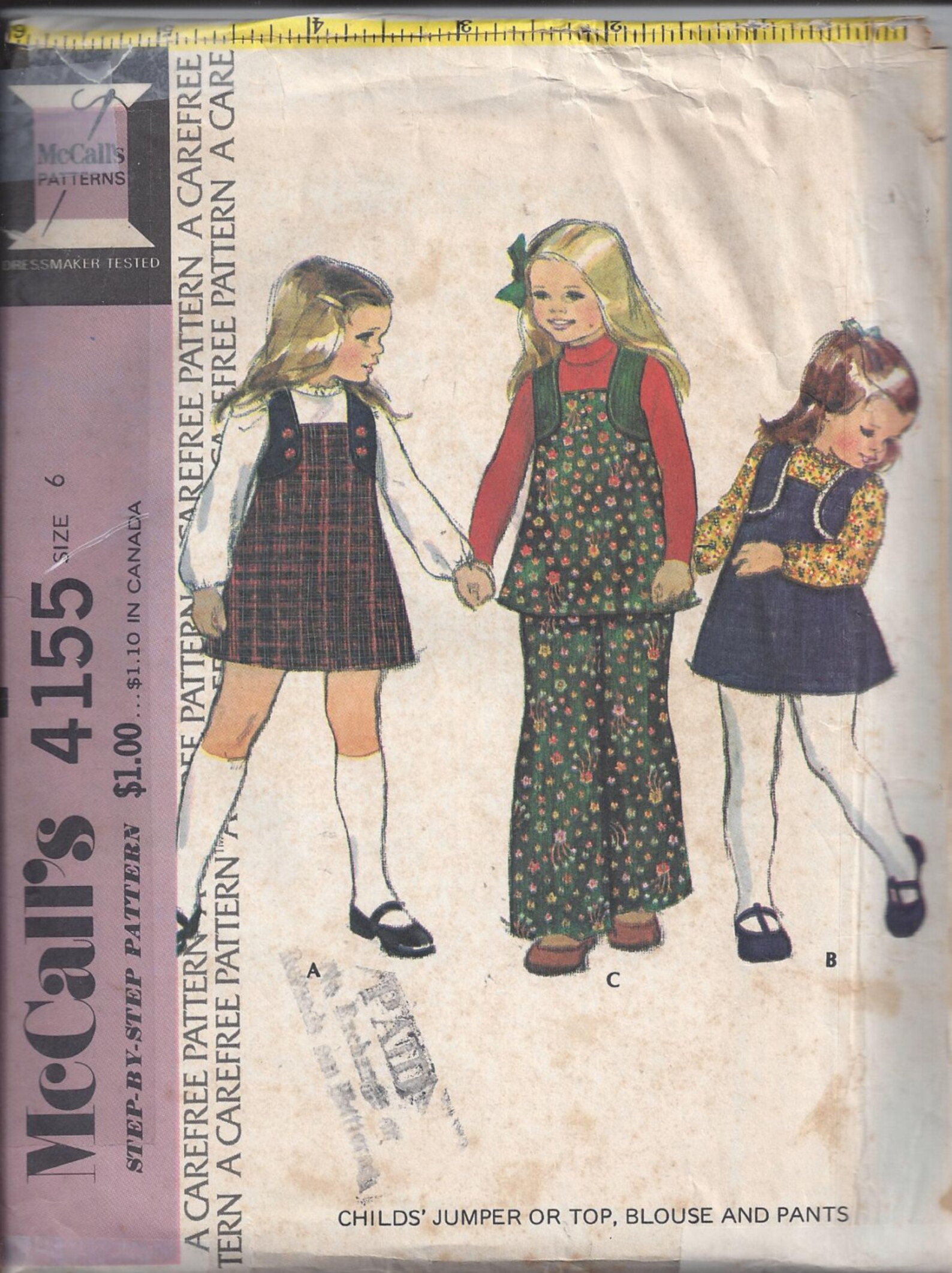 Mccall's 4155 Pattern for Girls' Jumper Top Blouse - Etsy