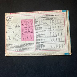 Simplicity 7372 Pattern for Misses' Jumper, Top, Blouse, Size 8, From ...